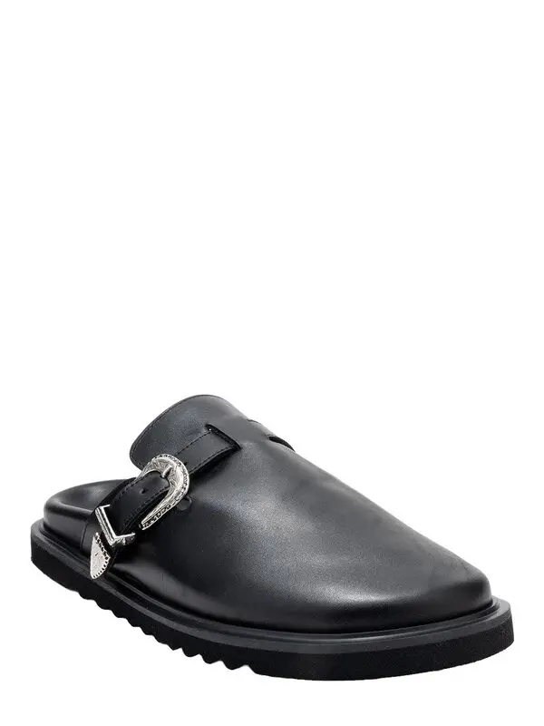 FOREVER & ALWAYS SHOES Vesta Leather Mule - Black Leather