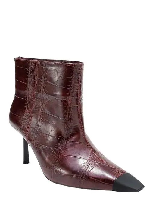 PROLOGUE SHOES Rassel Pointed Toe Boots - Burgundy Print Faux Leather
