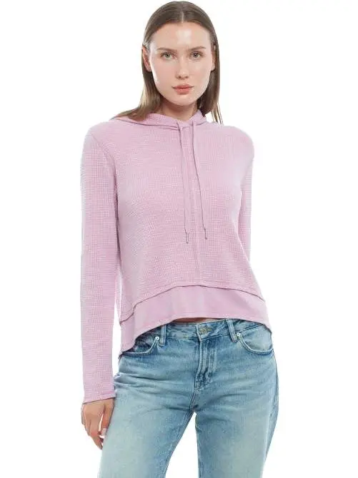 WILT CLOTHING Long Sleeve Double Peplum Hoodie - Mauve Mist