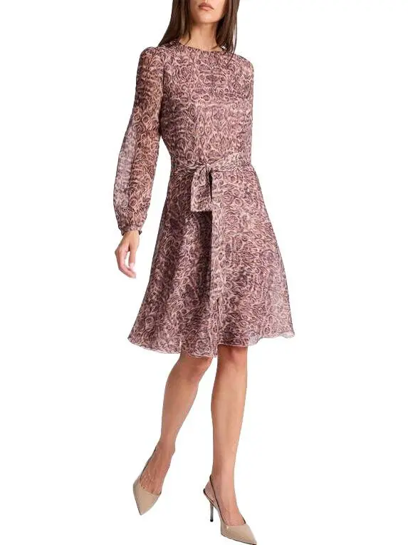 Santorelli Rovela Long Sleeve Fit And Flare Dress - Dusty Lilac Multi
