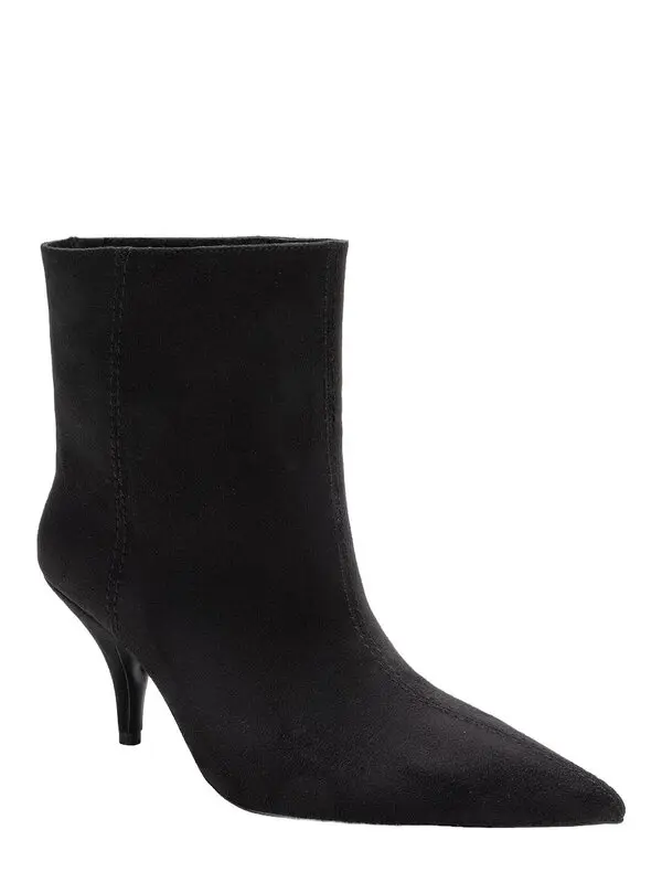 PROLOGUE SHOES Brivelle Pointed Toe Boot - Black Suede Faux Leather