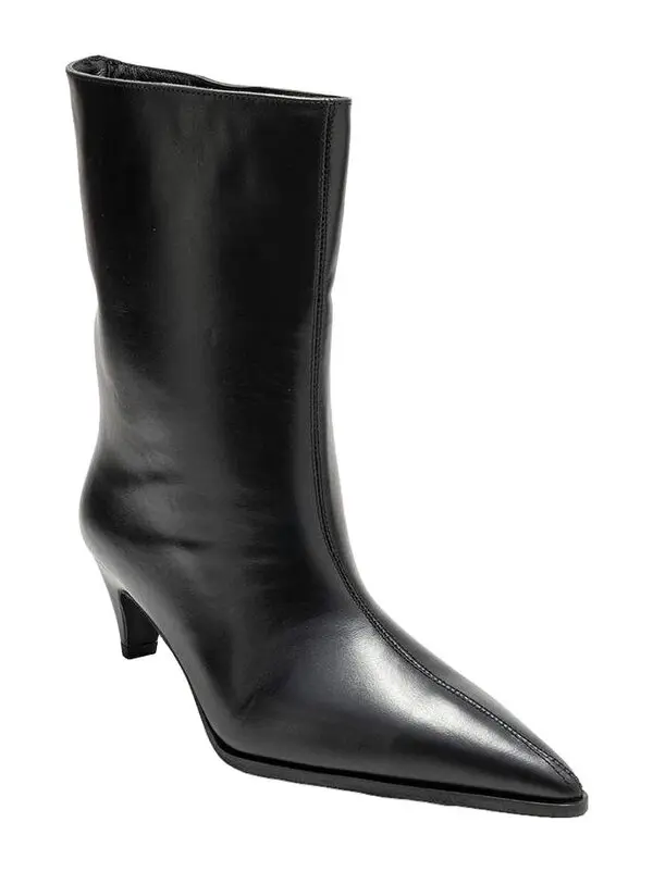 FOREVER & ALWAYS SHOES Aleo Leather Pointed Toe Boots - Black Leather