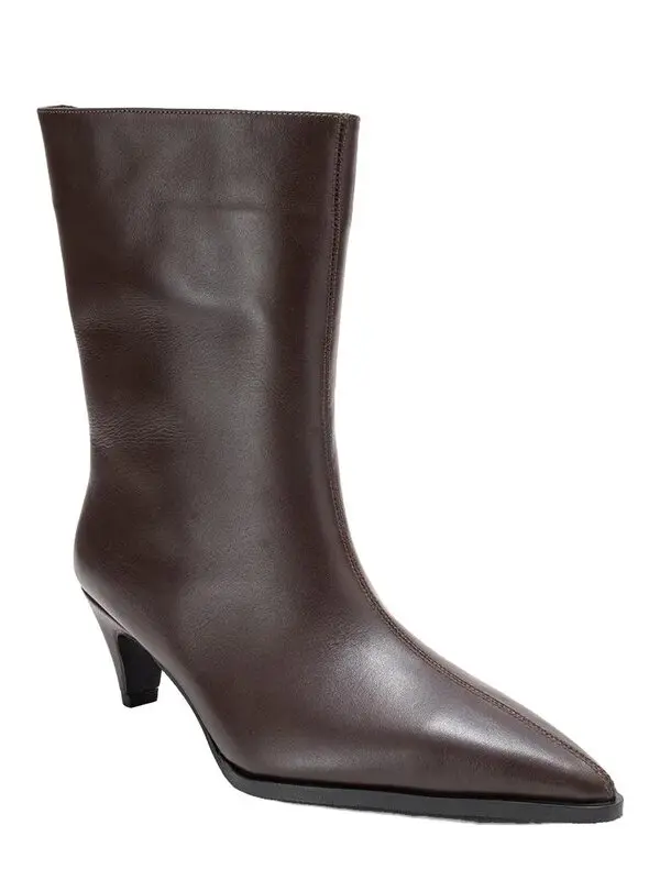 FOREVER & ALWAYS SHOES Aleo Leather Pointed Toe Boots - Brown Leather