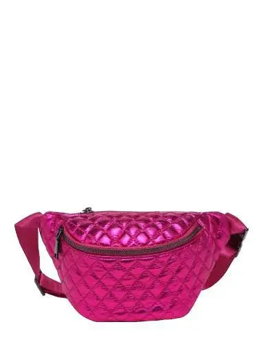 MODA LUXE Quilted Metallic Belt Bag - Fuchsia