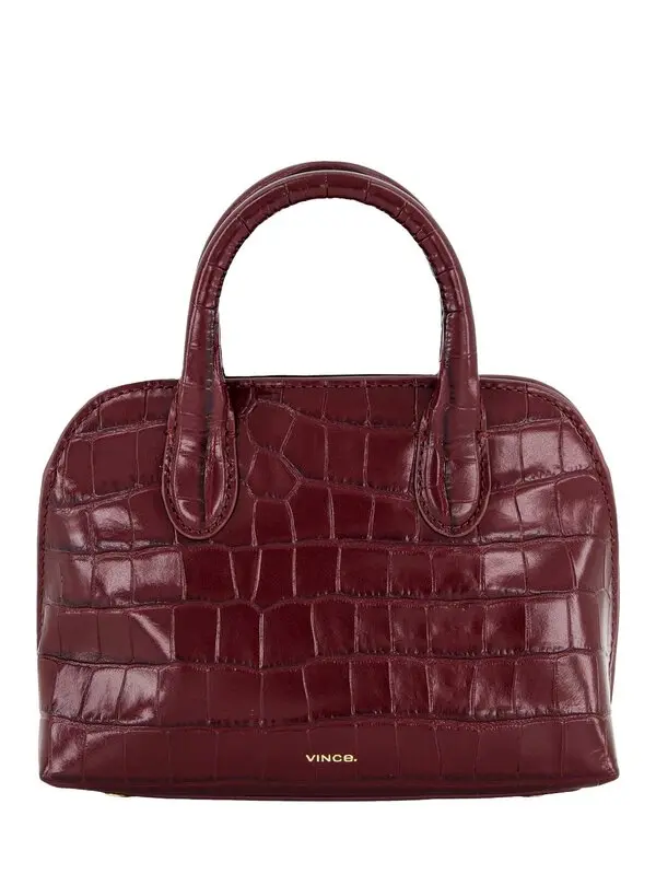 Vince Mini Delphine Croc Embossed Leather Top Handle Bag - Bordeaux