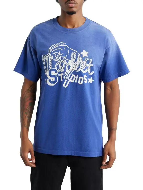 MARKET Old West Studios Cotton Graphic T-shirt - Skipper-blue