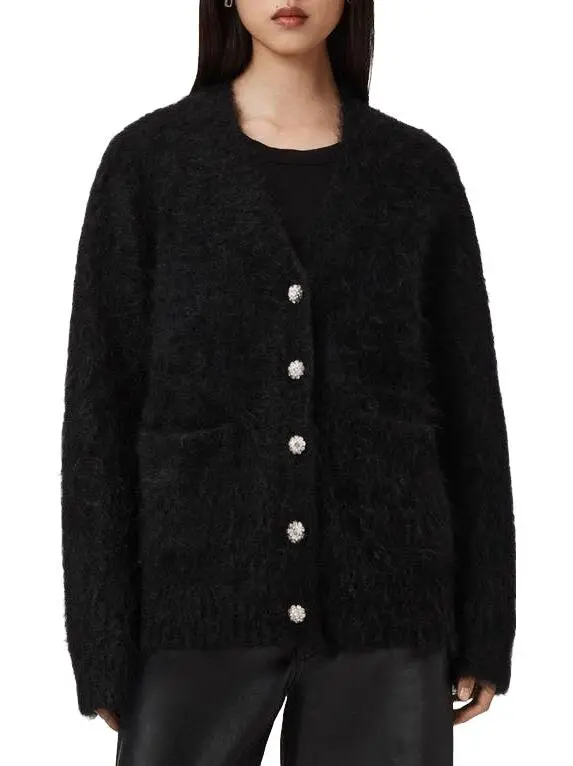 ALLSAINTS Rubi Jewel Button Cardigan - Black
