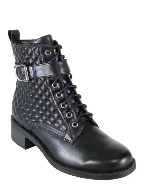 DAVID TATE Leather Quilted Bootie - Black