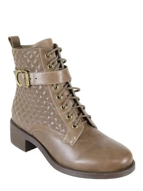 DAVID TATE Leather Quilted Bootie - Dark Taupe