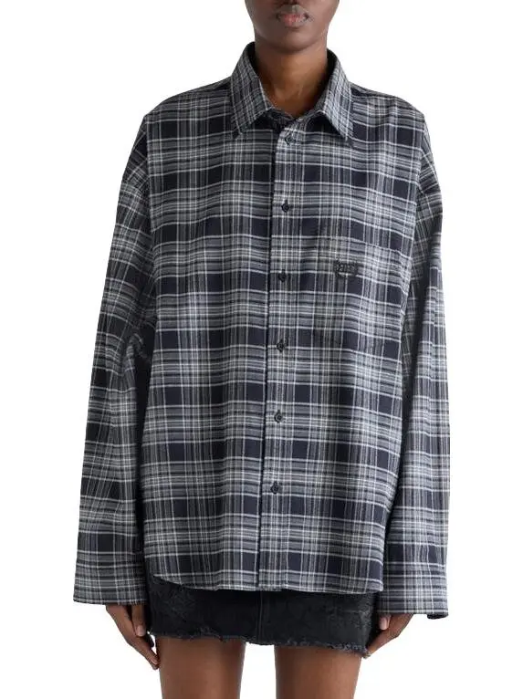 Balenciaga Regular Fit Plaid Button-up Shirt - 1240 Grey