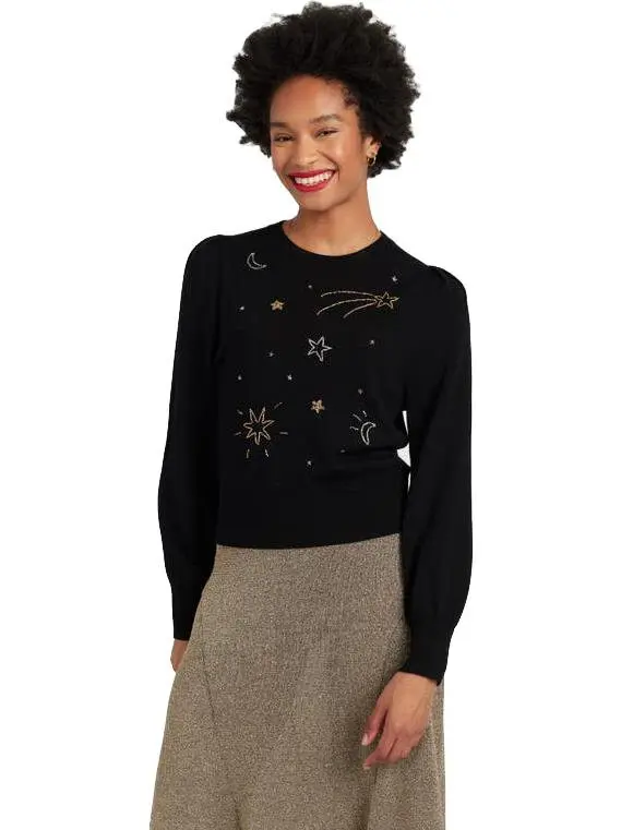 Chinti & Parker Constellation Star Merino Wool Sweater - Black