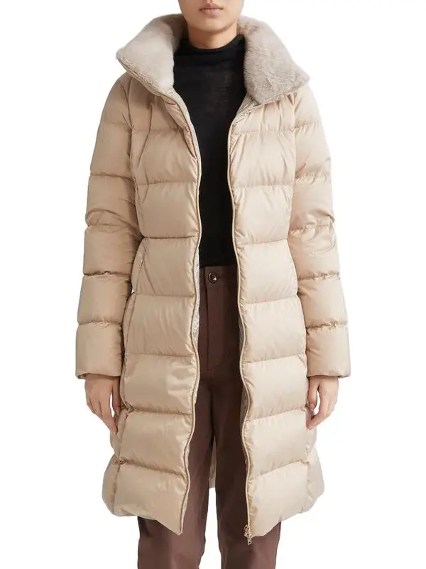 Herno Faux Fur Trim Down Coat - Champagne