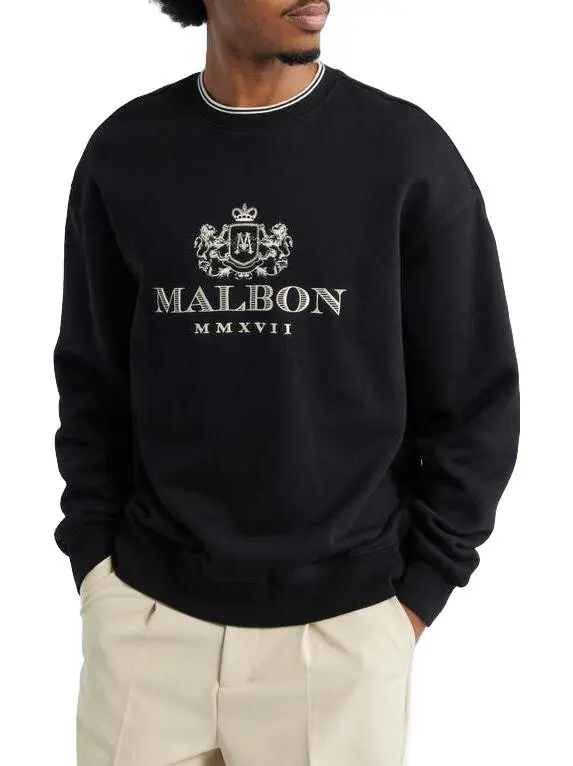 MALBON Monarch Cotton Crewneck Sweatshirt - Black