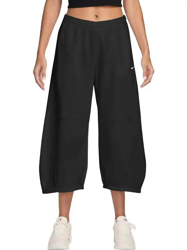 Nike Phoenix Fleece Loose Crop Barrel Pants - 010 Black/sail