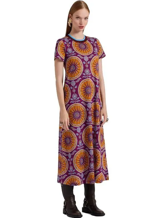 La DoubleJ Sporty Swing Printed Cotton Jersey Dress - Sovereign Purple