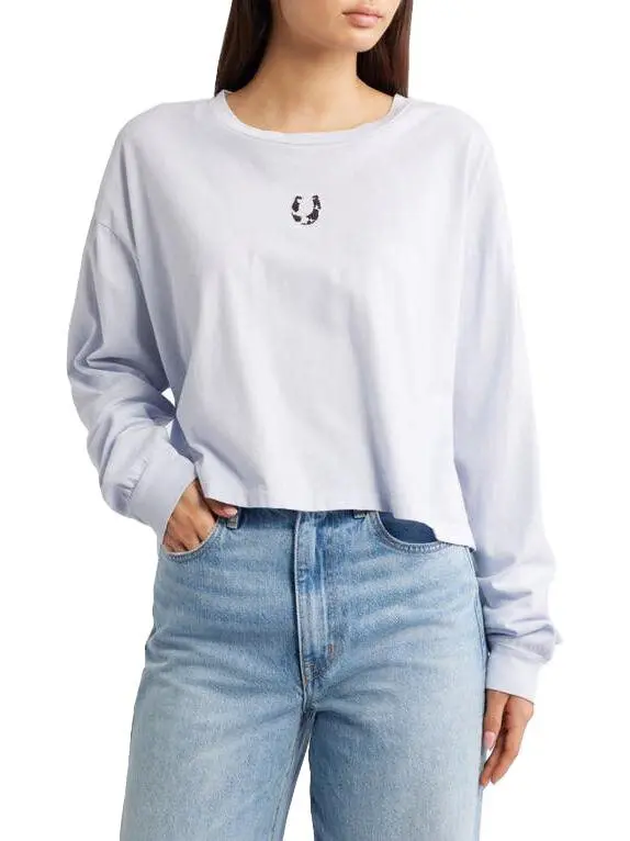 Daydreamer Cow Horseshoe Graphic Crop T-shirt - Light Dusk