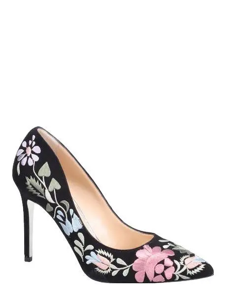 Ron White Embroidered Pointed Toe Pumps - Onyx Multi