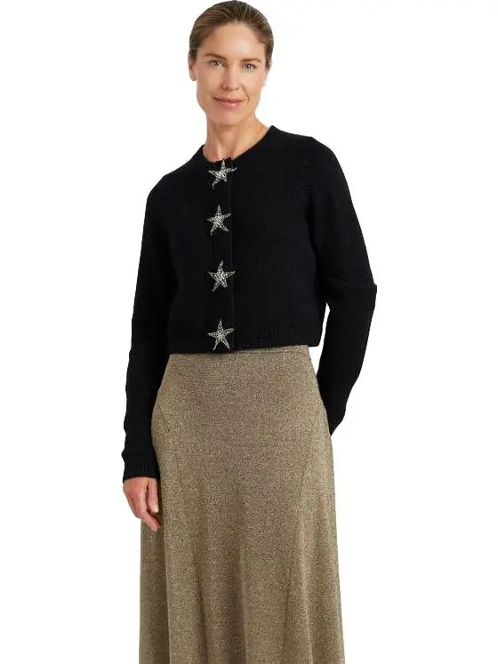 Chinti & Parker Shooting Star Merino-cashmere Cardigan - Black