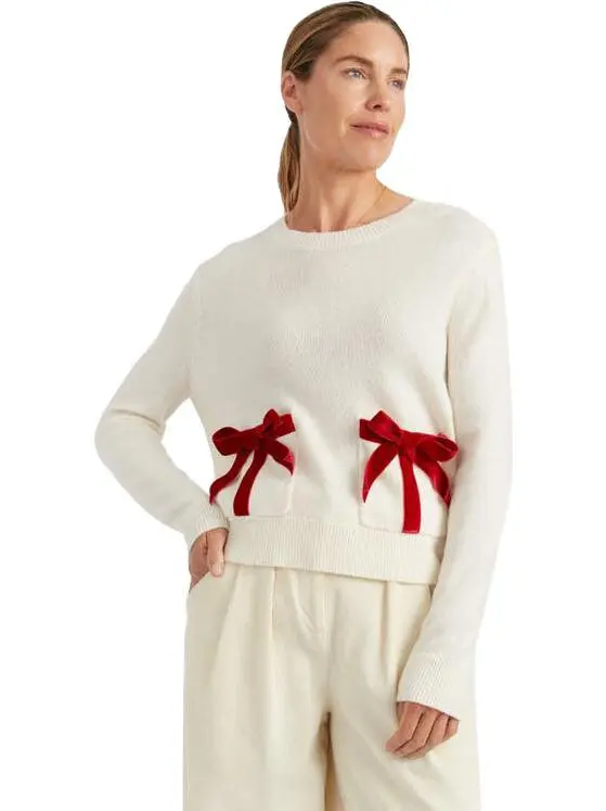 Chinti & Parker Wool-cashmere Bow Sweater - Cream