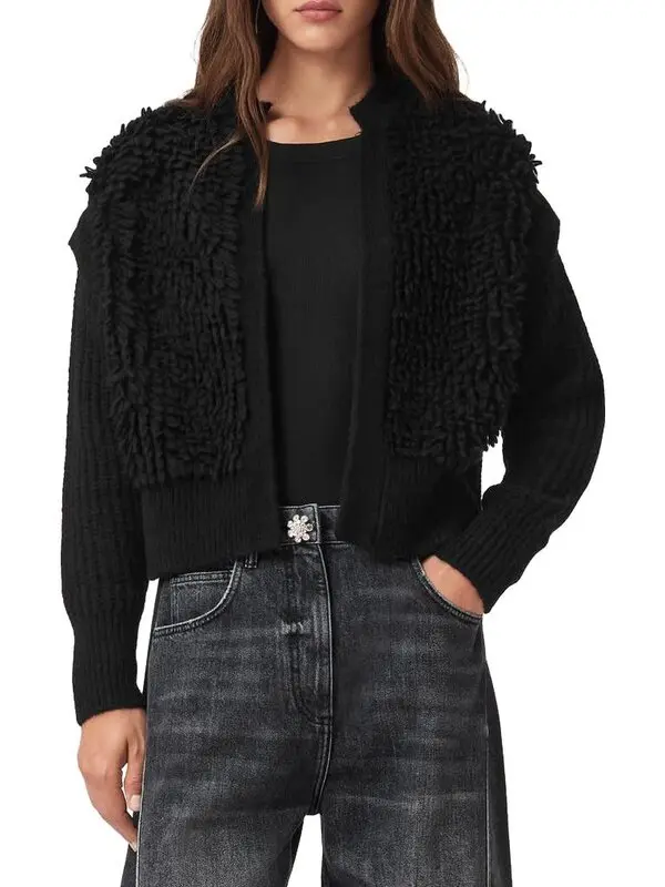 ALLSAINTS Elias Loopy Wool Blend Cardigan - Black