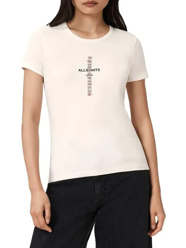 ALLSAINTS Knox Stevie Logo T-shirt - Ashen White