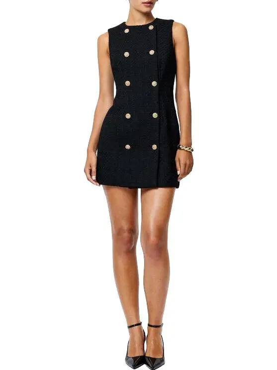 French Connection Structured Tweed Mini Dress - Black