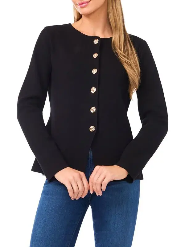 Ted Baker London Collarless Cardigan - Rich Black
