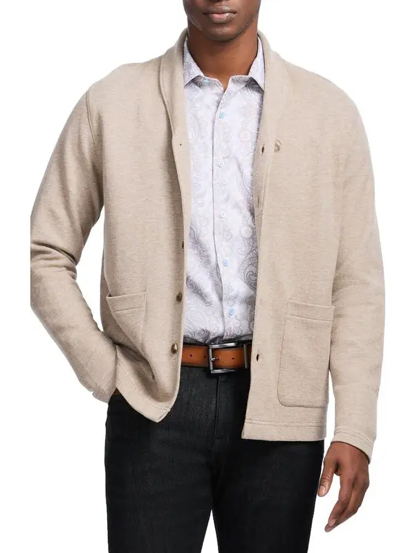 Robert Graham Adriano Shawl Collar Cotton Cardigan - Tan