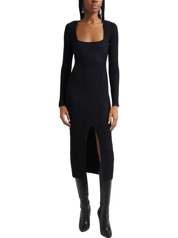 Ramy Brook Logan Ribbed Sweater Dress - Black/navy