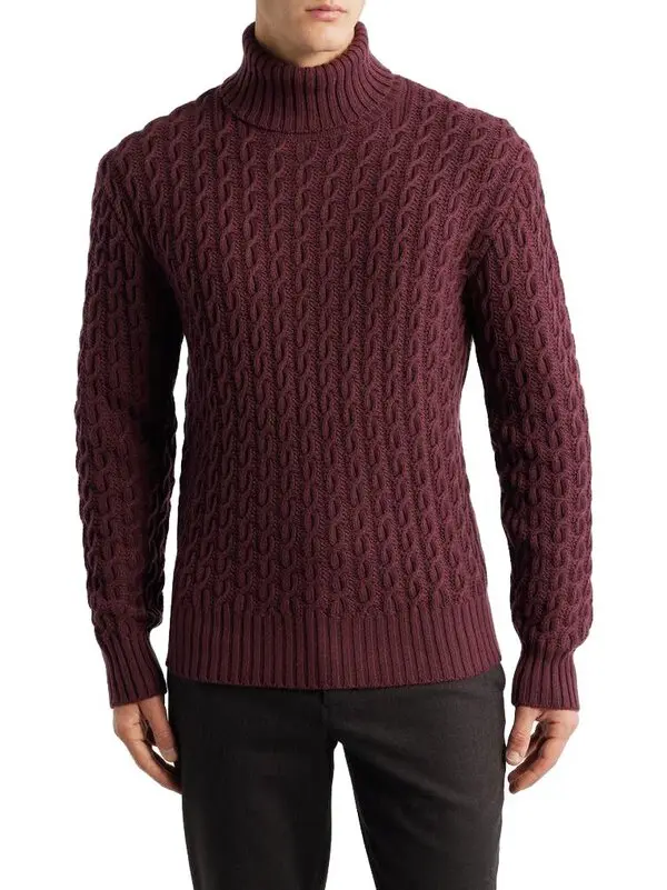 Hugo Boss X Beckham Herrero Wool & Cashmere Cable Sweater - Dark Red