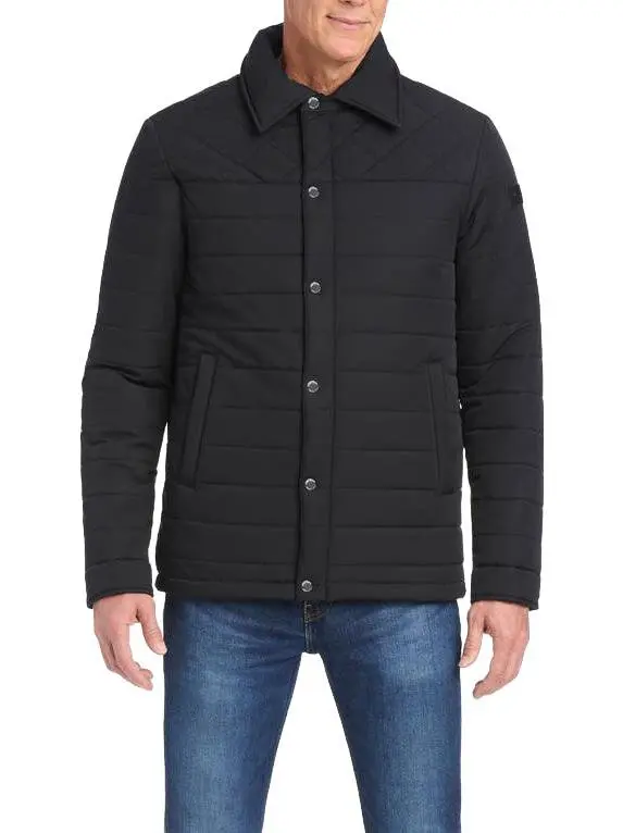 Vince Camuto Quilted Shirt Jacket - Black
