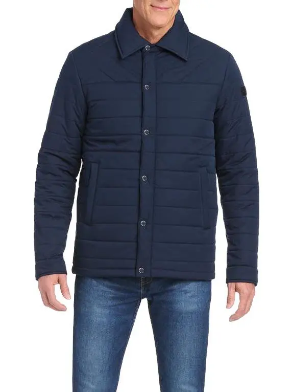 Vince Camuto Quilted Shirt Jacket - Navy