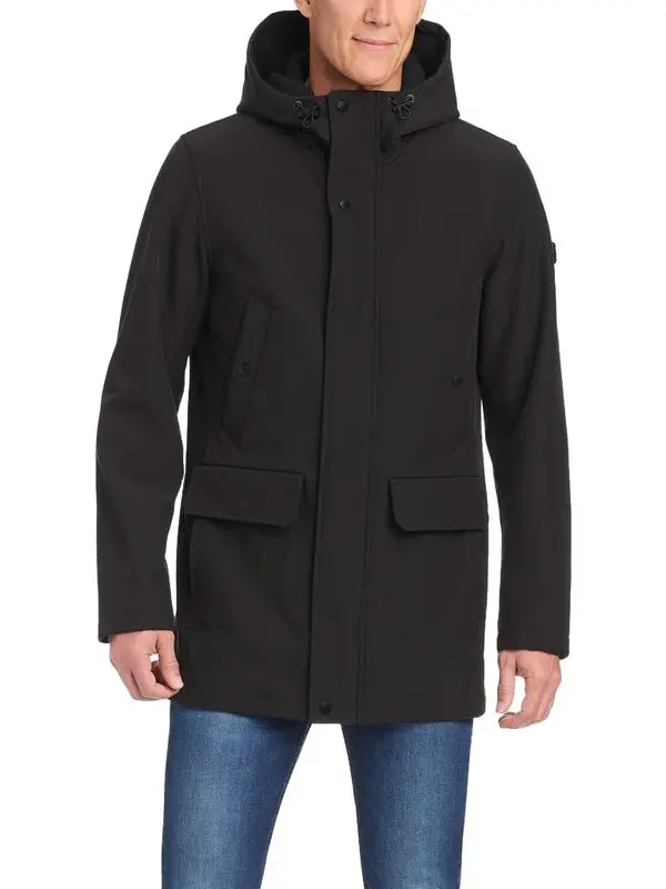 Vince Camuto Insulated Hooded Soft Shell Jacket - Black