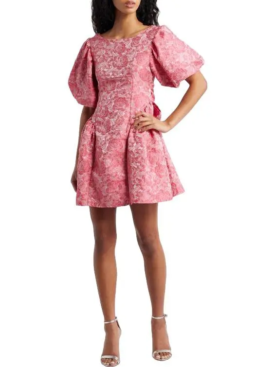 SISTER JANE Amour Floral Jacquard Mini Dress - Pink