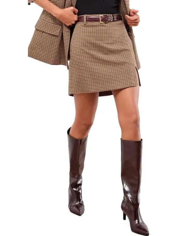 LIPSY Checked A-line Miniskirt - Brown