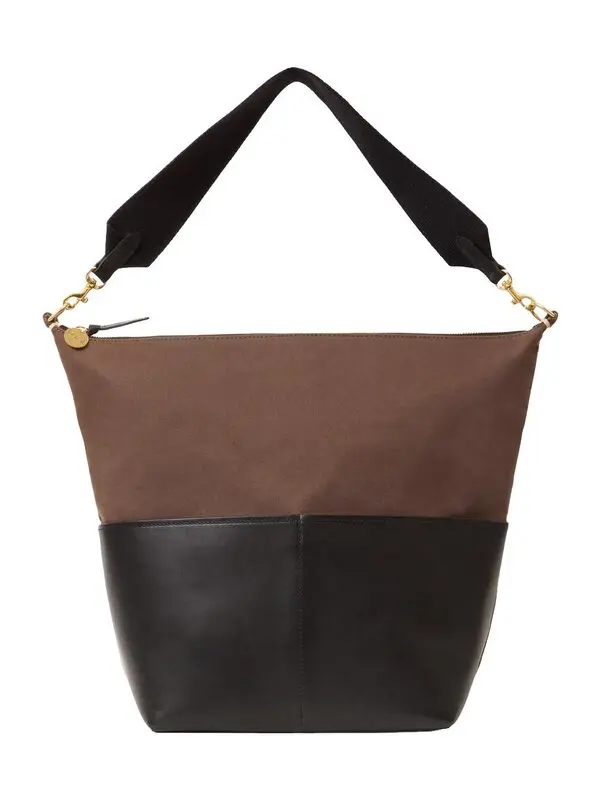 Clare V. Canvas And Leather Tote - Kalamata/black