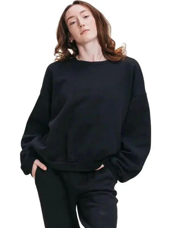 OCIO Organic Cotton Teddy Oversized Crewneck - Black