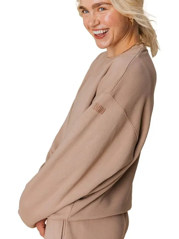 OCIO Organic Cotton Teddy Oversized Crewneck - Fawn