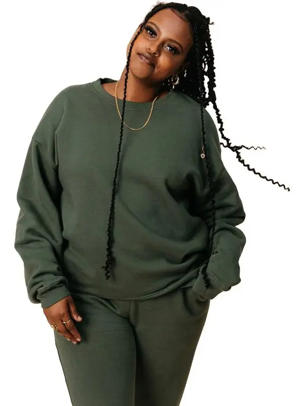 OCIO Organic Cotton Teddy Oversized Crewneck - Spruce