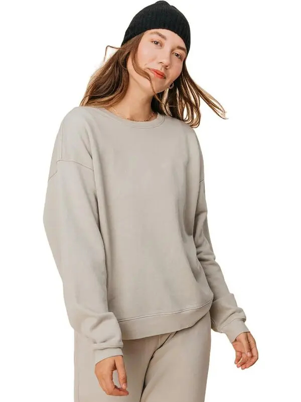 OCIO Organic Cotton Teddy Oversized Crewneck - Stone
