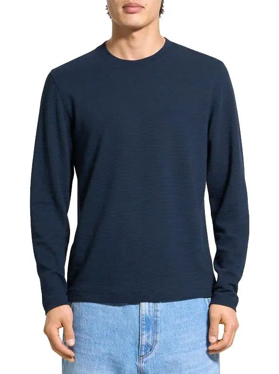 Theory Delroy Textured Long Sleeve T-shirt - Baltic
