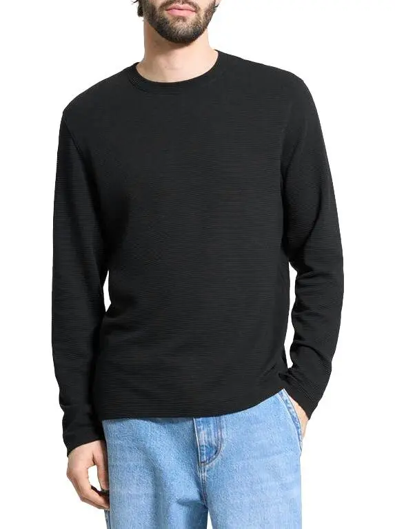 Theory Delroy Textured Long Sleeve T-shirt - Black