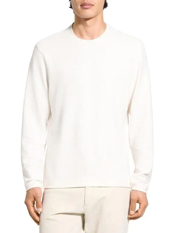 Theory Delroy Textured Long Sleeve T-shirt - Winter Ivory