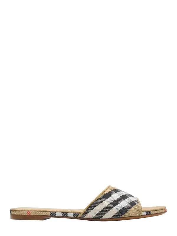 Burberry Check Sloane Slides - Sand Beige
