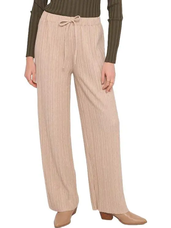 PETAL & PUP Pleated Wide-leg Knit Pants - Beige