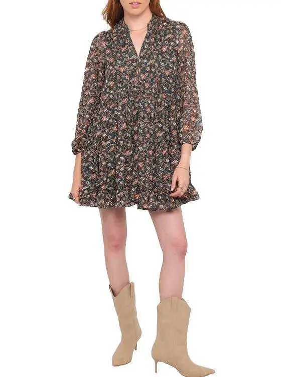 PETAL & PUP Jinny Floral Print Dress - Dark Green/multi
