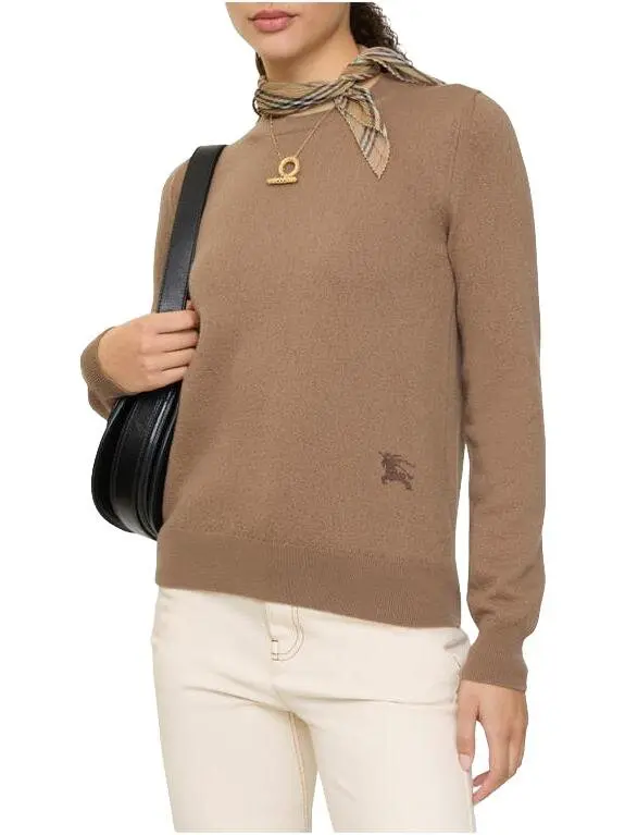 Burberry Wool Sweater With Equestrian Knight Design - Camel