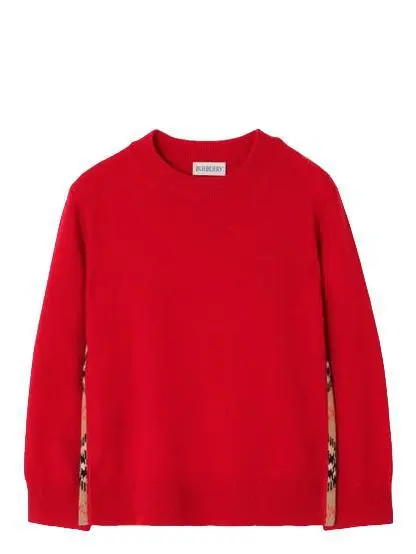 Burberry Check Patch Wool Cashmere Sweater - Pillar Red