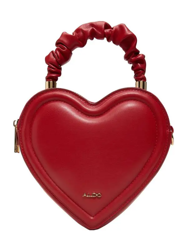 Aldo Faux Leather Heart Crossbody Bag - Open Red