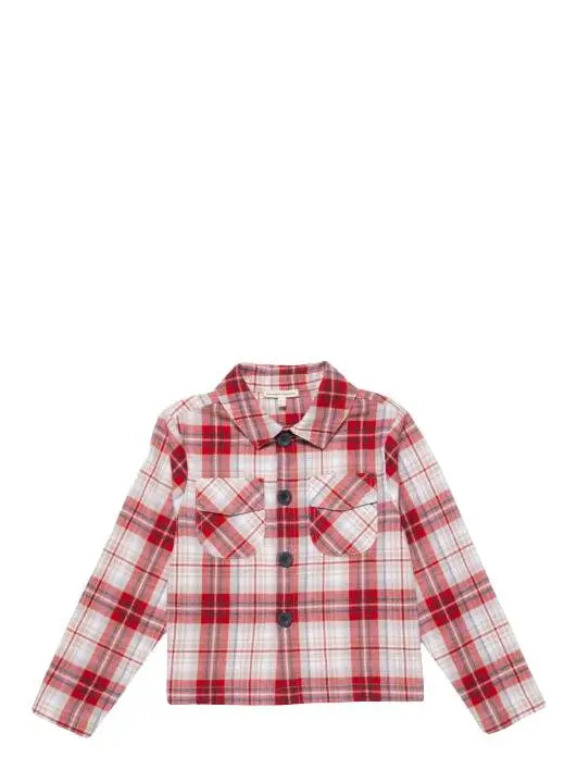 THE SUNDAY COLLECTIVE Plaid Cropped Flannel Shirt - Jazzberry Plaid